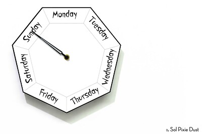 DayClocks - Heptagon White Wall Clock - Day of The Week Clock - Fun ...