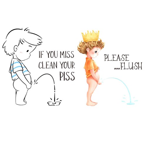 Child Urination Sticker Decor Self-adhesive Funny Decoration Toilet ...