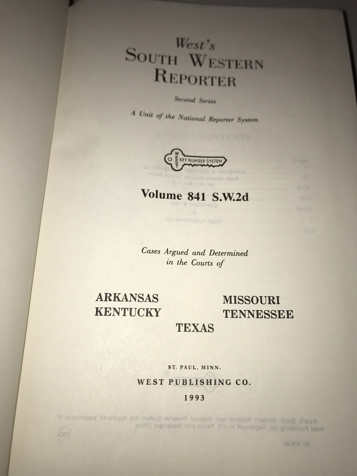South Western Reporter 2d Series 841 | eBay