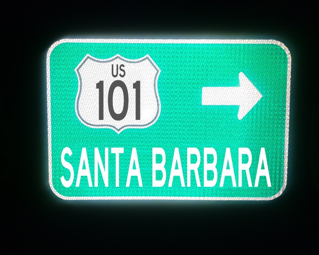 SANTA BARBARA Highway 101 California route road sign, 18x12", Gauchos ...