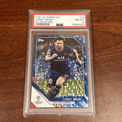 2021-22 Topps UCL Lionel Messi Icy Blue Foil /99 PSA 8 | eBay