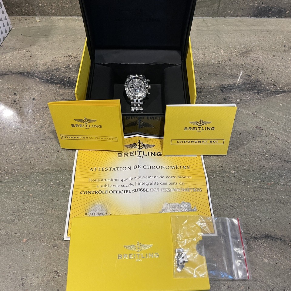 Breitling Chronomat 44 Blackeye Gray $9K MSRP Complete Box Paper ...
