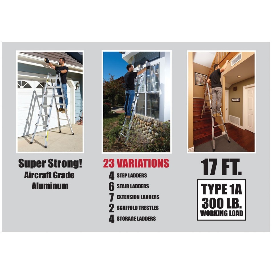 HAULMASTER LADDER 17 FOOT TYPE 1A MULTI TASK AIRCRAFT GRADE ALUMINUM ...