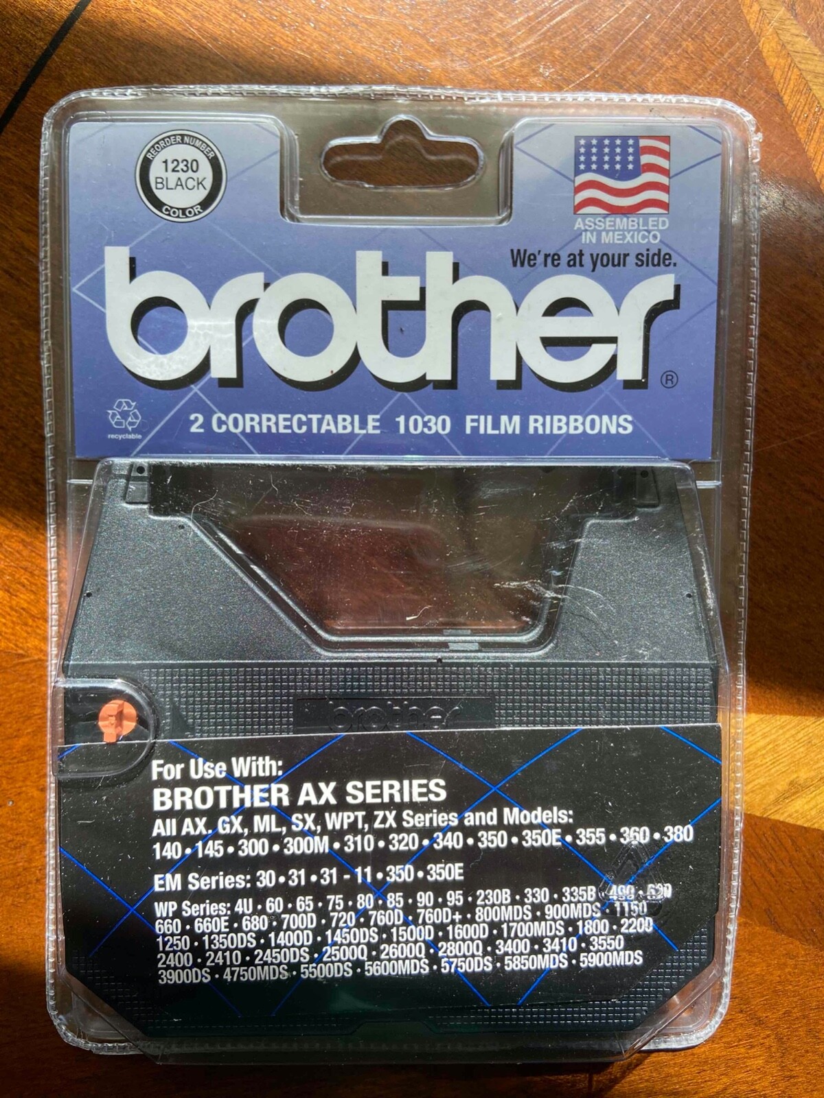 Brother 1230 2/Pack AX/GX/SX/WPT/ZX 1030 Black Correctable Film Ribbons ...