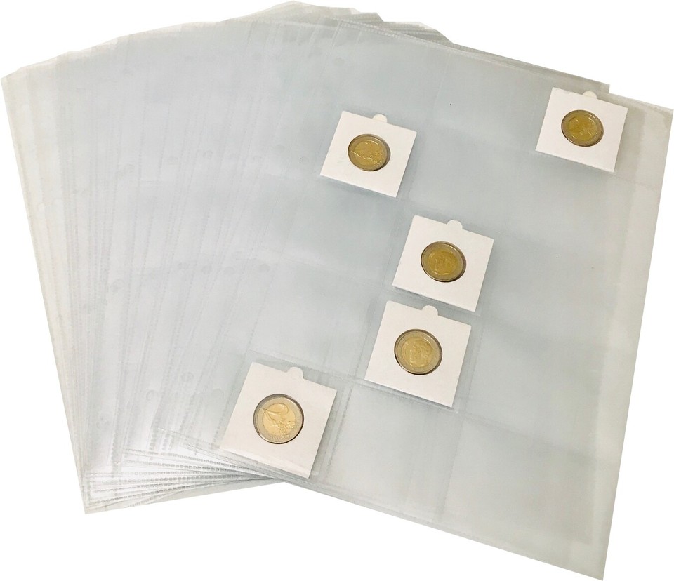 Coin sheets A4 15 coin holder 50x50mm Look 1-435 -50 x Pack | eBay