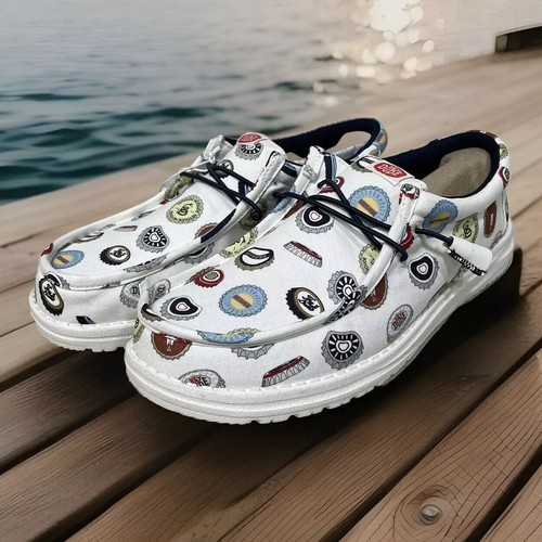 Hey Dude Wally Mens Spring Breakr Beer Bash Size 10 Bottle Caps Loafers ...