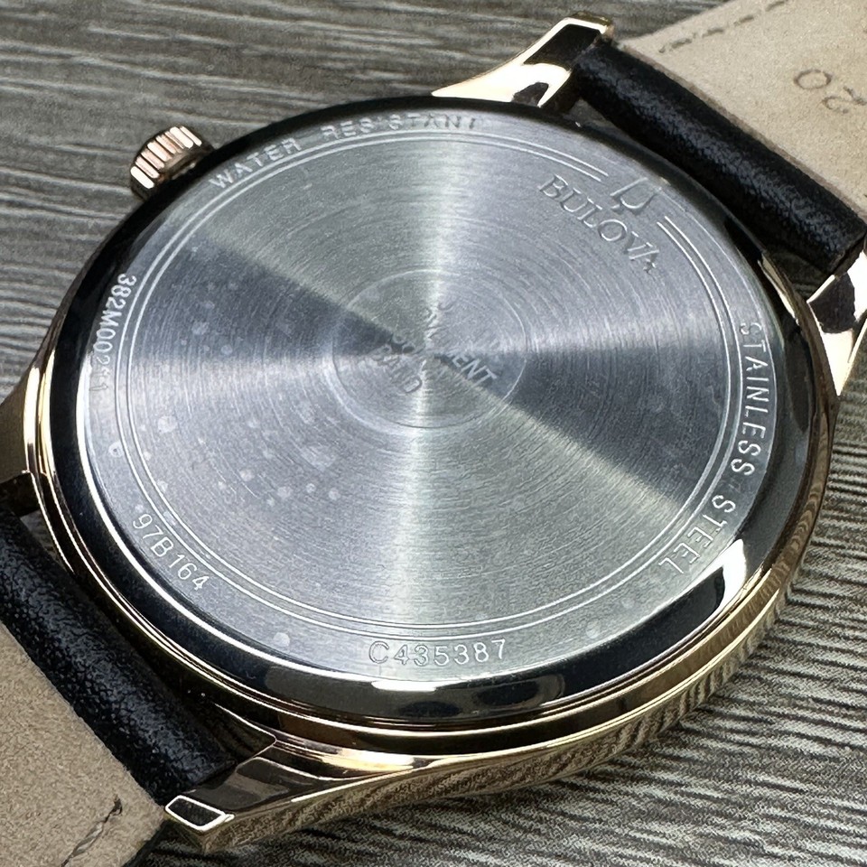 NEW Bulova Classic Rose Gold Black Date Dial Leather Men's Watch 42mm ...