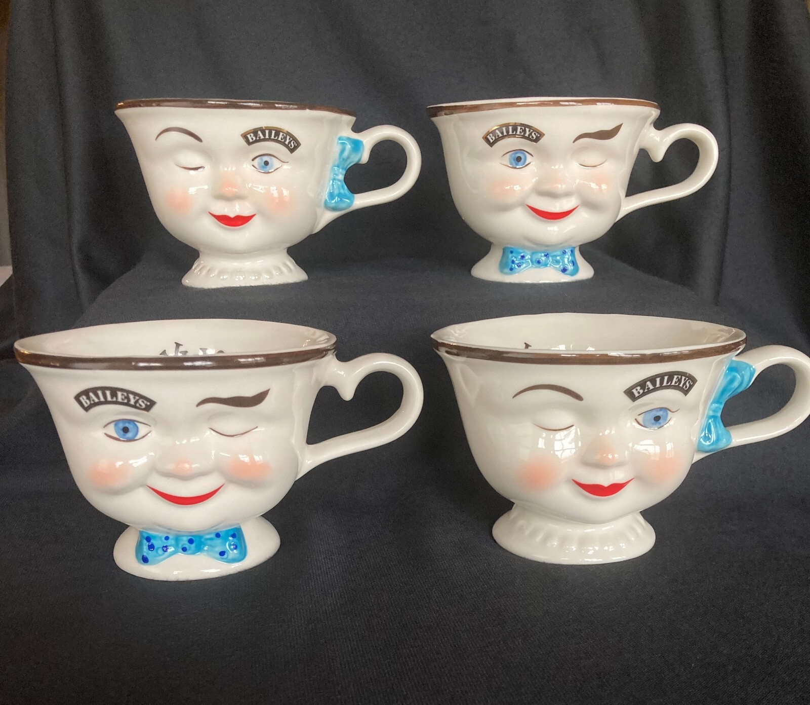 Bailey's Irish Cream Coffee Tea Cups Mugs Yum Winking Man and Woman EUC ...