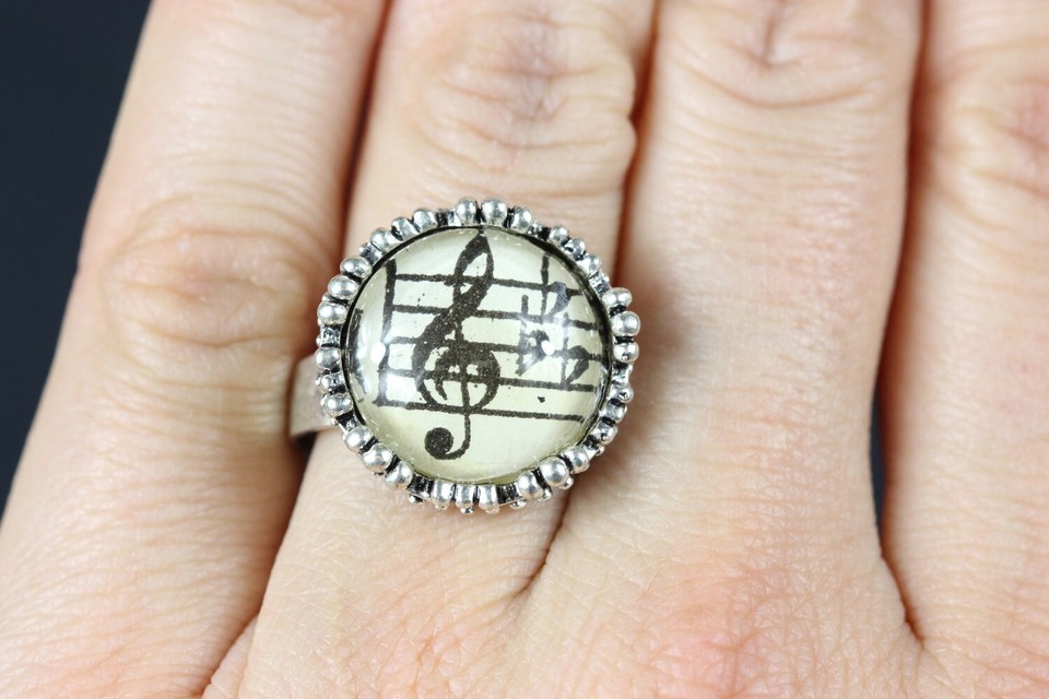 Note Ring Miniblings Beethoven Cabochon Music Violin Key 20m | eBay