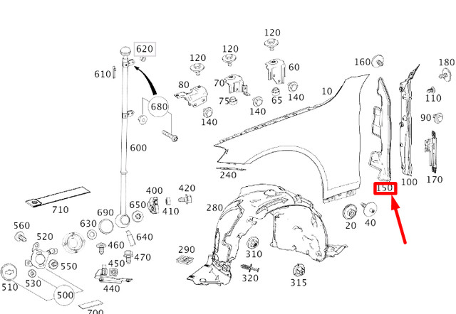 MERCEDES-BENZ S W222 FRONT LEFT FENDER ABSORBER A2228850037 ORIGINAL ...