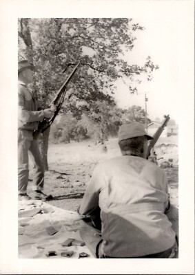 Men Shooting Guns Rifles at the Gun Range Sport Outdoors 1950s Vintage ...