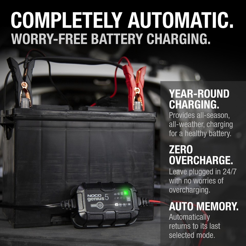 NOCO GENIUS5 6V/12V 5A Smart Battery Charger, Trickle Charger and ...