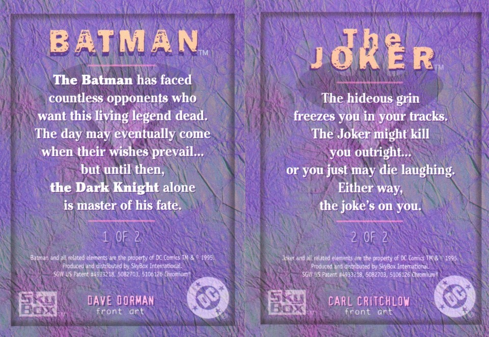 Batman Master Series Chromium Chase Card Set (2) Batman & The Joker ...
