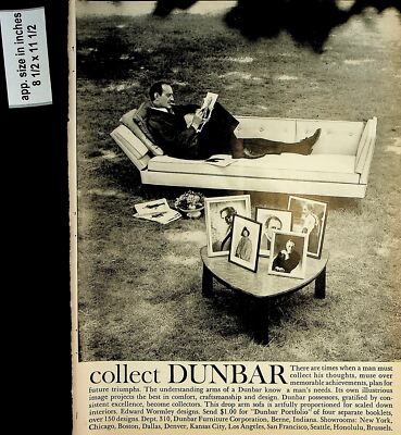 1961 Collect Dunbar Furniture Men Vintage Print Ad 7982 | eBay