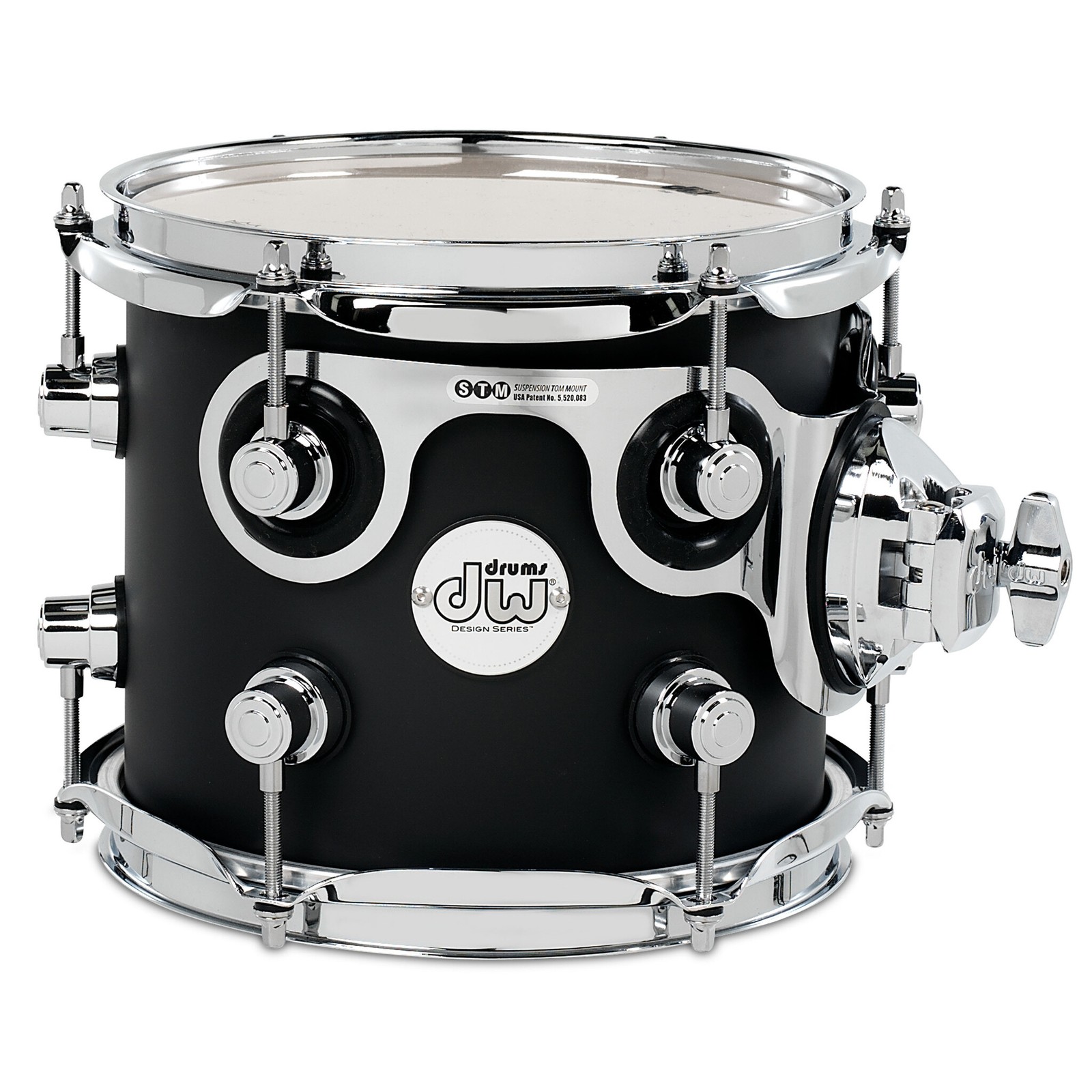 DW Design Series Maple Suspended Tom, 7x8, Black Satin Lacquer w/Chrome ...