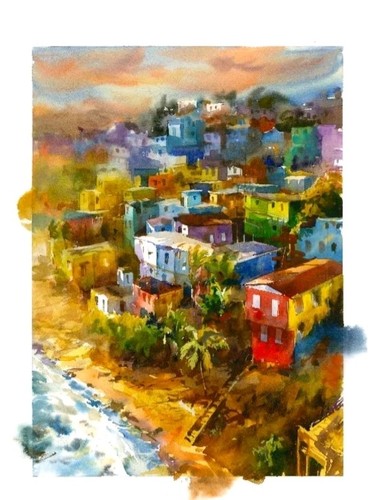 DEVON RODRIGUEZ La Perla SIGNED 17 x 22 PUERTO RICO watercolor print ...