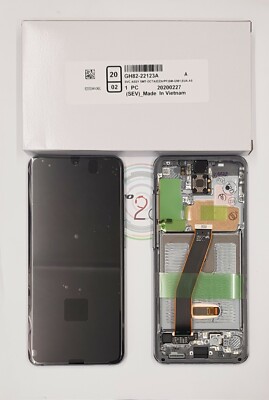 Genuine Samsung S20, S20 5G (G980, G981) LCD Assy +Frame Cosmic Grey ...