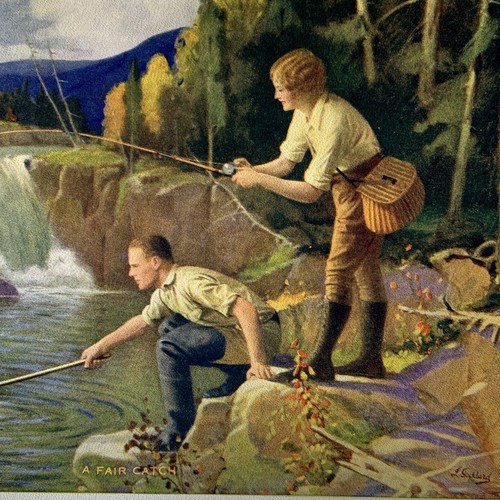 Flapper Girl Pin Up Fishing C1937 Original Art Print Goddard Reel Creel ...