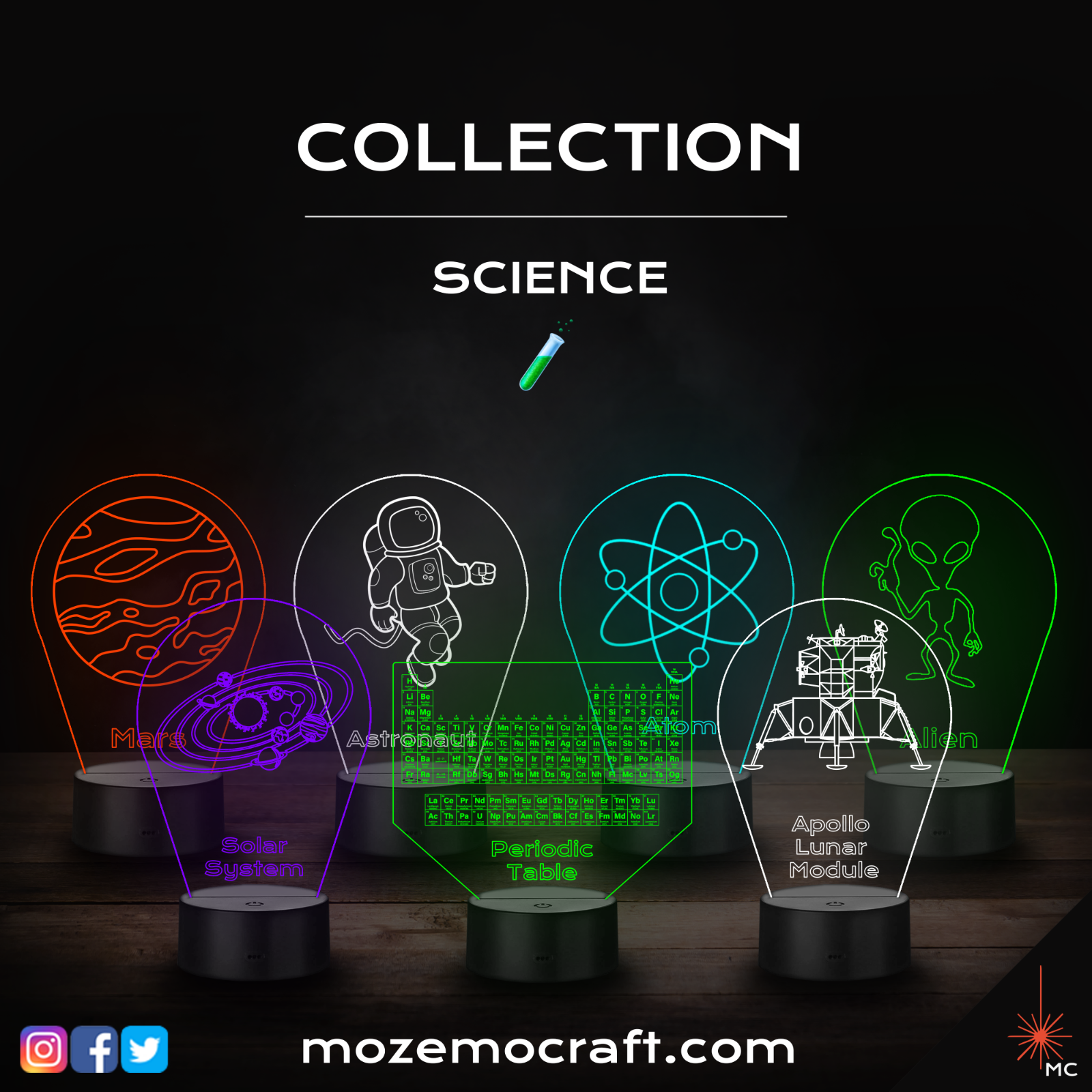 LED Desk Lamp - Earth [Planet] (Science) 3D Acrylic Light Art Space ...