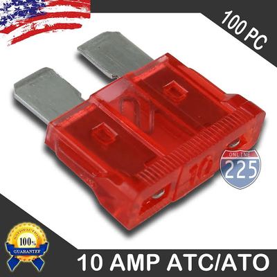 100 Pack 10 AMP ATC/ATO STANDARD Regular FUSE BLADE 10A CAR TRUCK BOAT ...