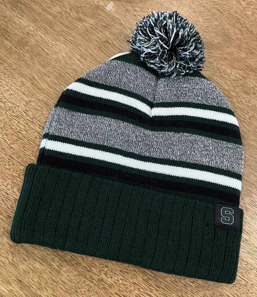 Michigan State Spartans MSU Beanie Pom NCAA Cuff Knit Winter Cap Hat ...
