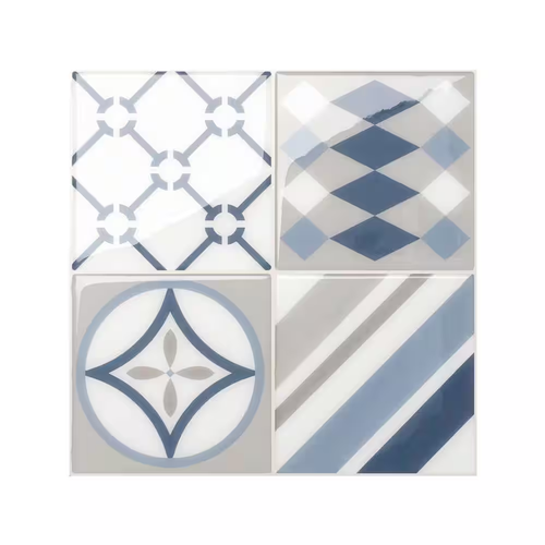 Vintage Gaudi Blue White 9 In. X 9 In. Vinyl Peel and Stick Tile (2.20 ...
