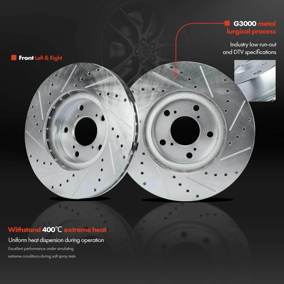 6x Drilled Brake Rotors for Honda Ridgeline 2006-2011 V6 3.5L Front ...