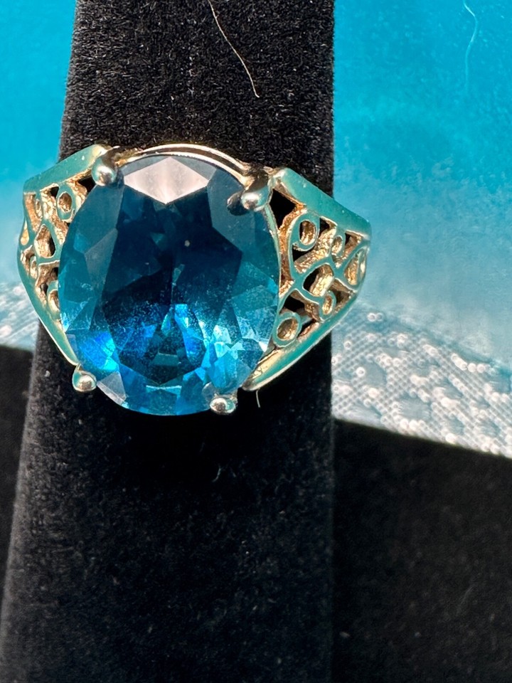 #3637 14K Gold Ring, Blue Topaz, Stamped 14K, Size 5.5, estate ring | eBay