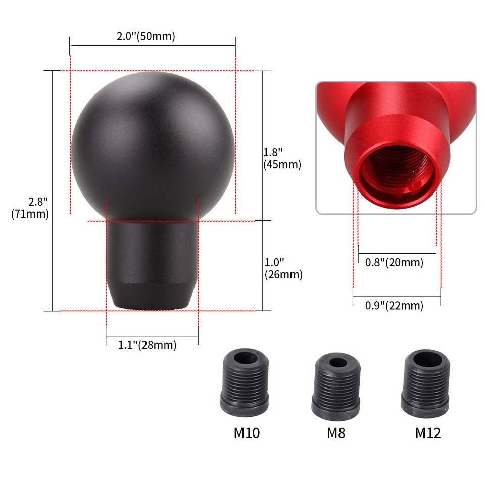 Aluminum JDM Round Ball Shift Knob Universal Shifter Manual MT Gear | eBay