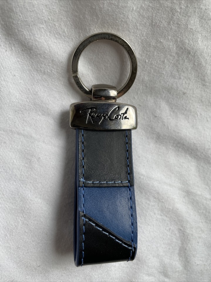 Renzo Costa (Peru) Genuine Blue/ Black Leather Key Ring | eBay