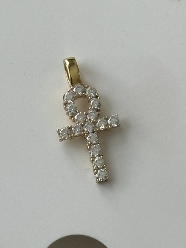 Jaxxon Men’s Iced Micro Studded Ankh Cross Pendant - Pendant Only No ...