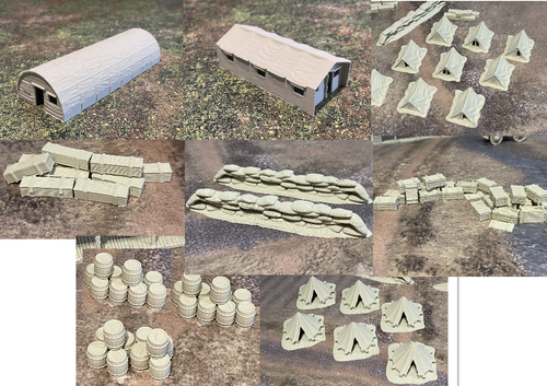 WW2 Modern Ammo Crates Pup, Bell, Command, Tents, Oil Drums, Rifle ...