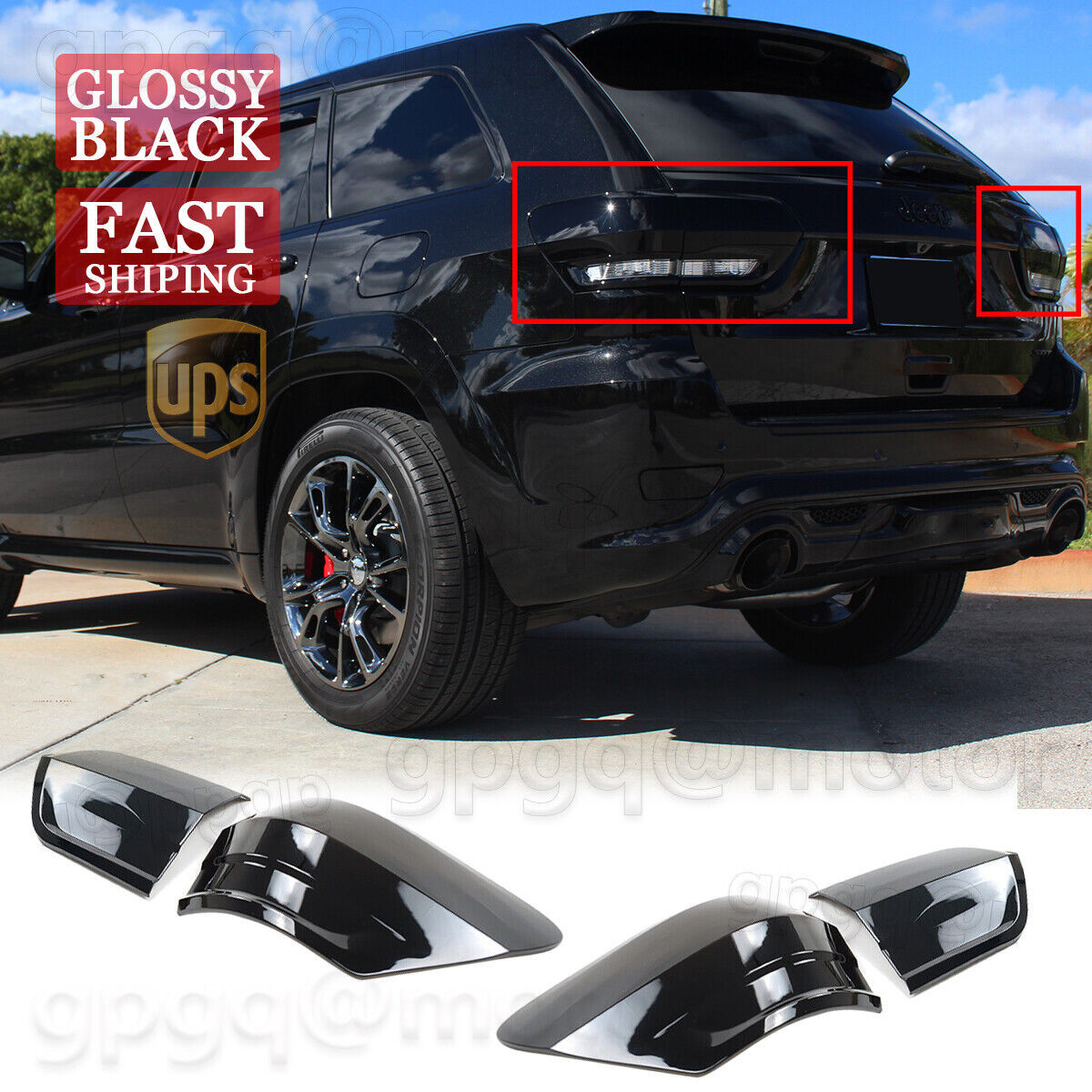 4x For Jeep Grand Cherokee 14-21 Rear Tail Light Cover Trim Exterior ...