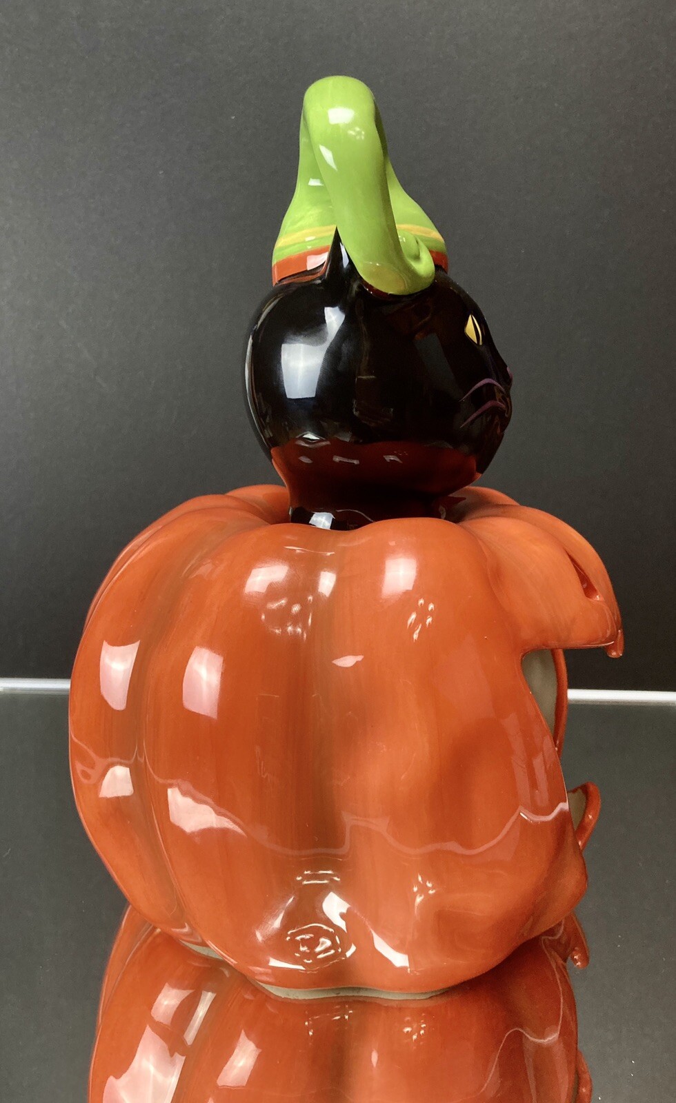 Ceramic Happy Halloween Black Witch Cat Orange Big Wide Mouth Candy ...