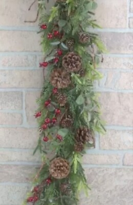 EUCALYPTUS PINE GARLAND Pip Berries Pinecones Swag Needles Primitive ...