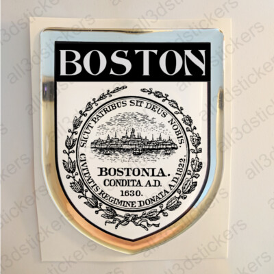 Boston USA Sticker Seal Resin Domed Flag United States 3D Stickers ...