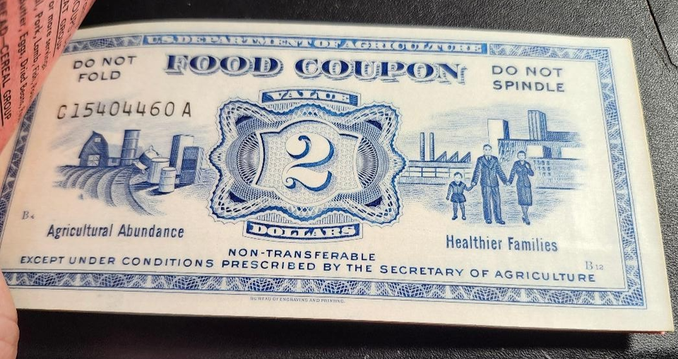FOOD STAMP COUPON BOOK Full $10.00 USDA Series 1971 $2 Stamps FIVE ...