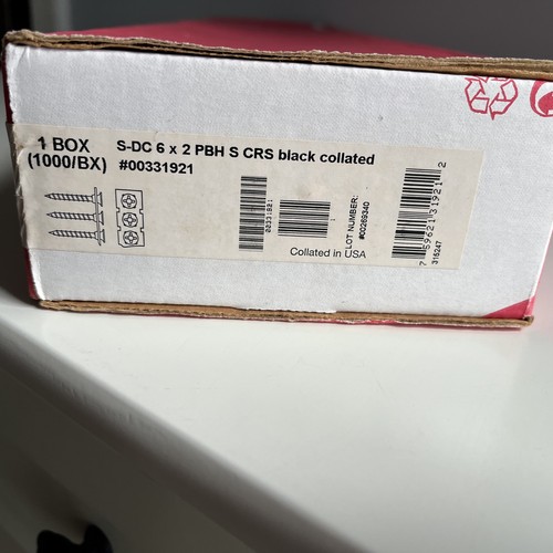 Hilti 6x2 PBH S CRS Black Collated Drywall Screws, Full and Unopened ...
