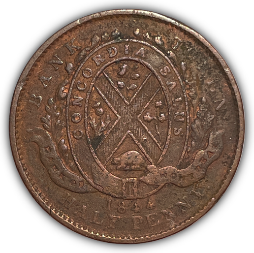 1844 Bank of Montreal Half Penny Canada Bank Token Very Fine VF ...