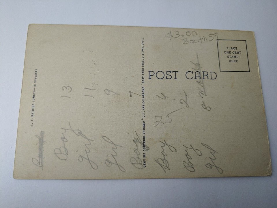 Postcard Old Man Looking Over the Sand-Witches Sexy Girl Sunbathing ...