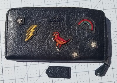 Authentic COACH #58485 Rexy Metal Embroidery Round Zip Long Wallet ...