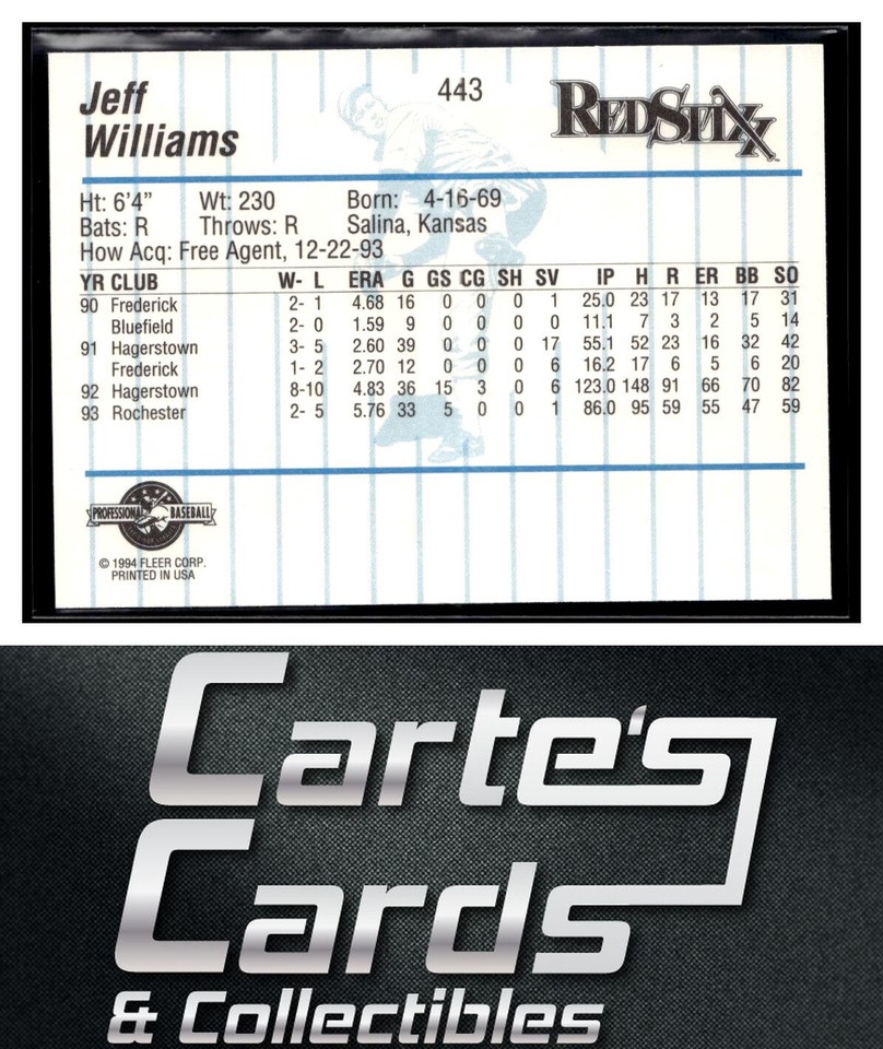Jeff Williams 1994 Fleer ProCards #443 Columbus RedStixx | eBay
