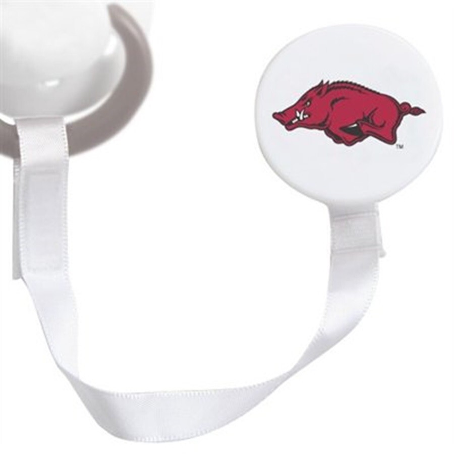 ARKANSAS RAZORBACKS NCAA BABY INFANT FOOTBALL BASKETBALL PACIFIER CLIP ...