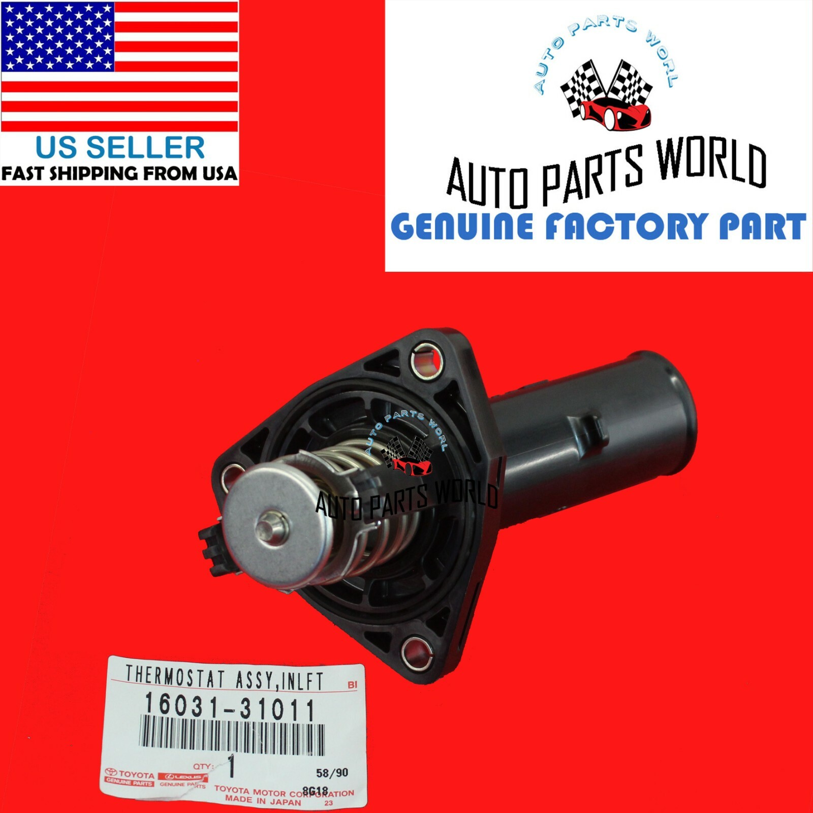 GENUINE TOYOTA 4RUNNER TACOMA TUNDRA 4.0L WATER INLET W/THERMOSTAT ...