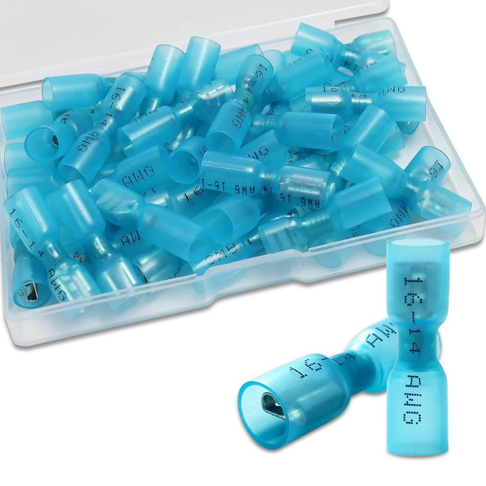 100/200X Insulated Female Spade Wire Connectors Heat Shrink Crimp ...