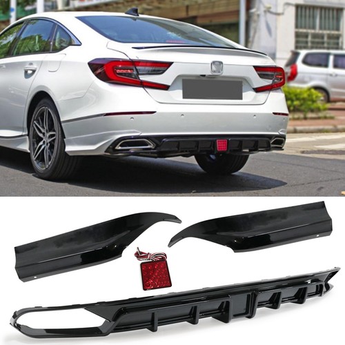 For 18-22 Honda Accord LED Rear Bumper Diffuser+ Corner Apron Spat ...