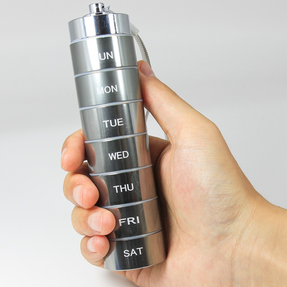 Pill Box Metal Medicine Dispenser Case Weekly Tablet Organizer ...