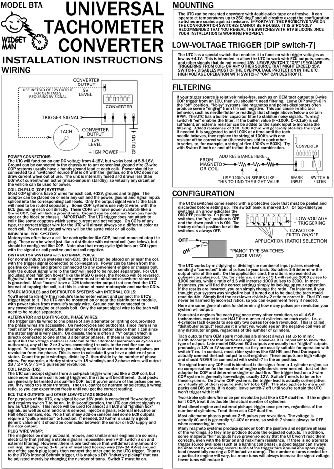UNIVERSAL TACH ADAPTER / CONVERTER, COP-1-2-3-4-5-6-8-10 cyl to any 4-6 ...