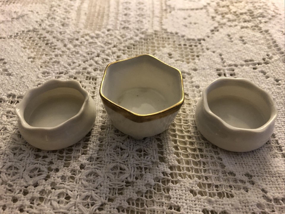 Lot Of 6 Antique Porcelain Open SALT CELLARS ~ Mini Bowls ~ Assorted ...