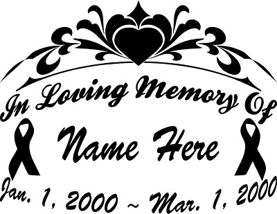 In Loving Memory Of CANCER RIBBON 11" Large Decal Window Memorial CAR ...